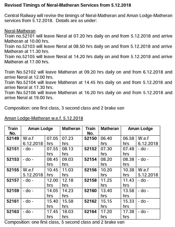 Neral to Matheran Train Time Table | Neral-Matheran Toy Train Timings ...